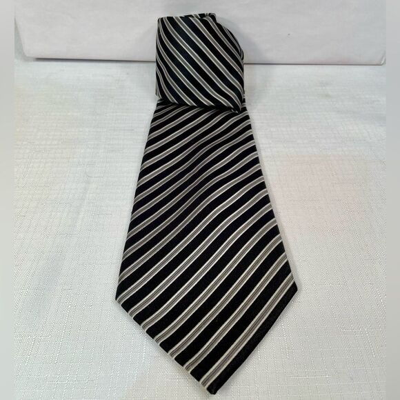 Club Room | Accessories | Clubroom Black And White Striped Tie | Poshmark